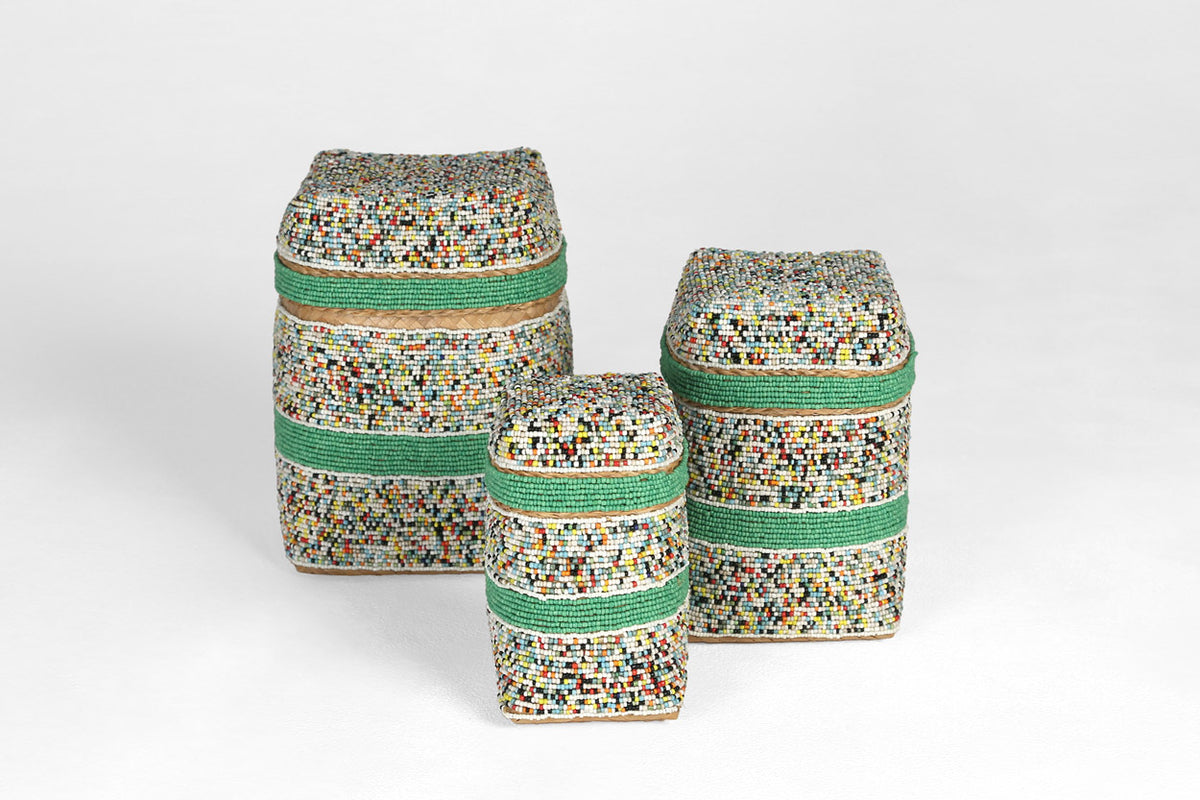 Indonesian Tall Beaded Boxes- Multi – Walker Zabriskie Furniture